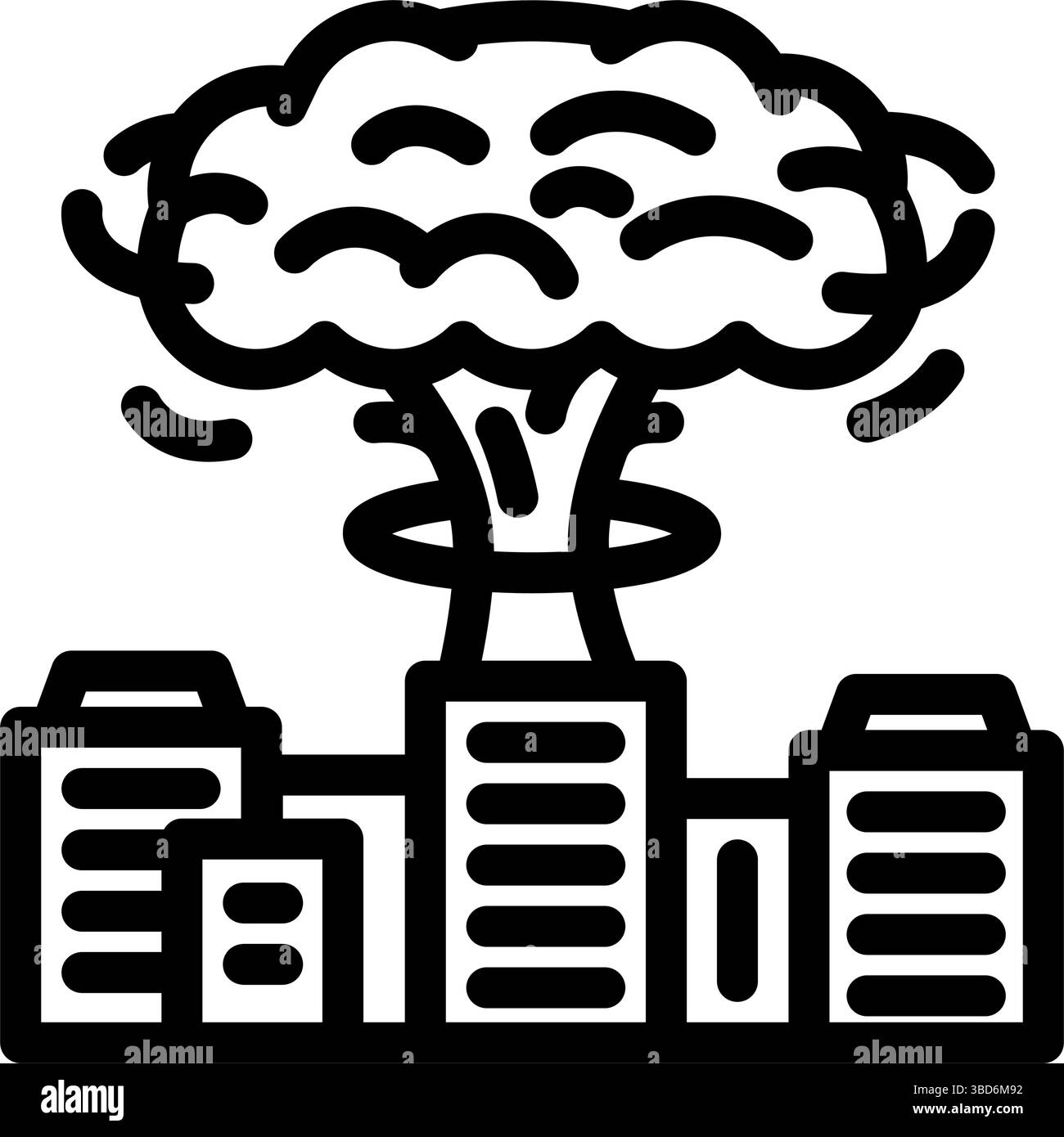 fallout on city skyline radioactive pollution line icon vector ...