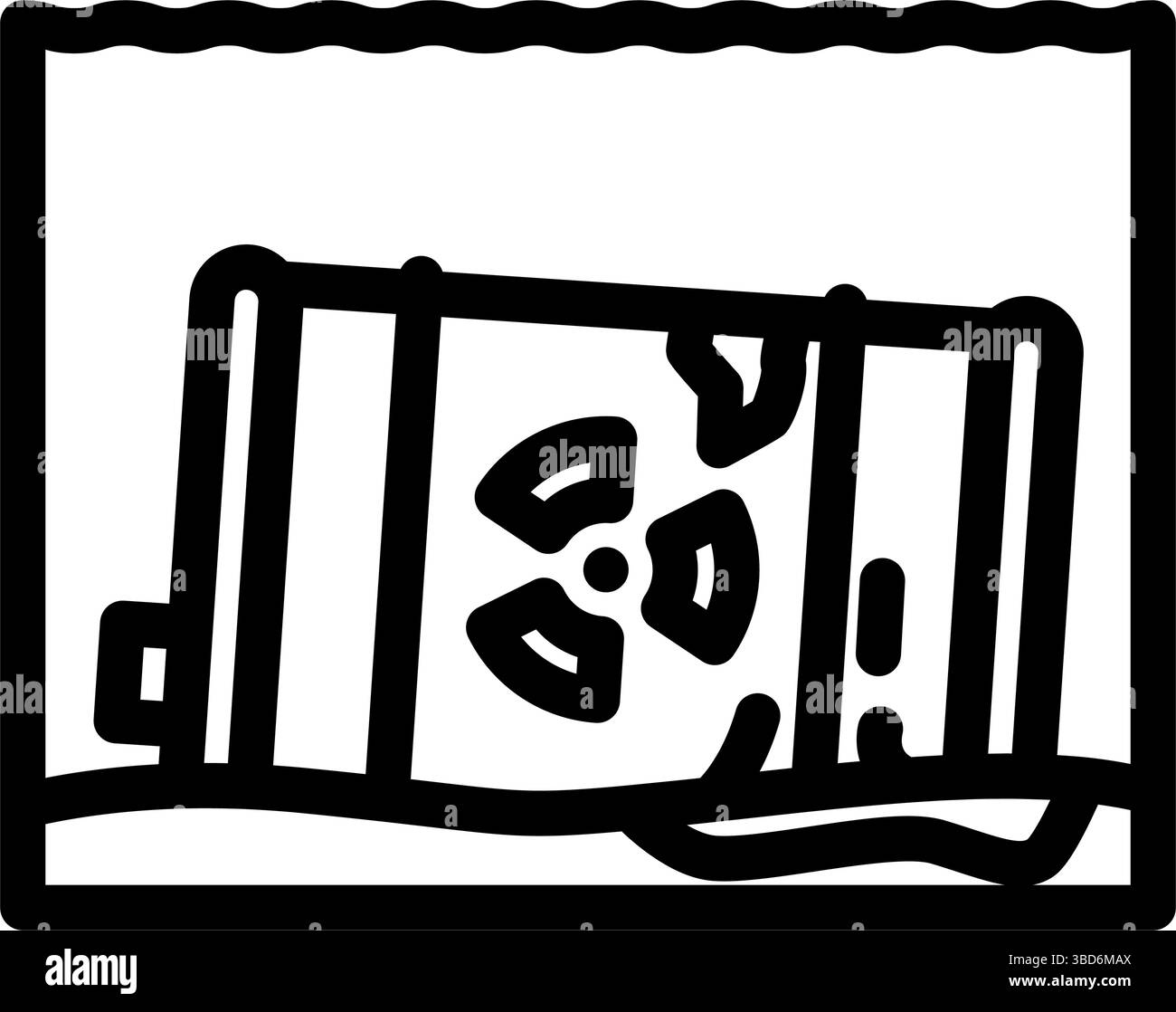 radiactive waste leaking into ocean radioactive pollution line icon ...