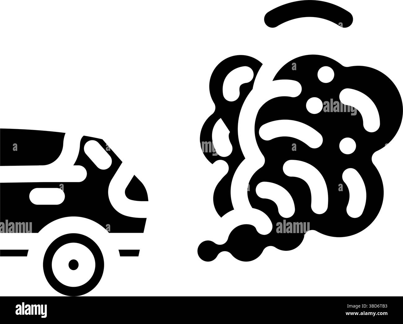 car visible exhaust fumes air pollution glyph icon vector illustration ...