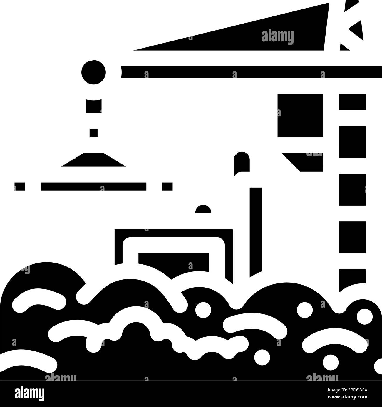construction site raising dust clouds glyph icon vector illustration ...