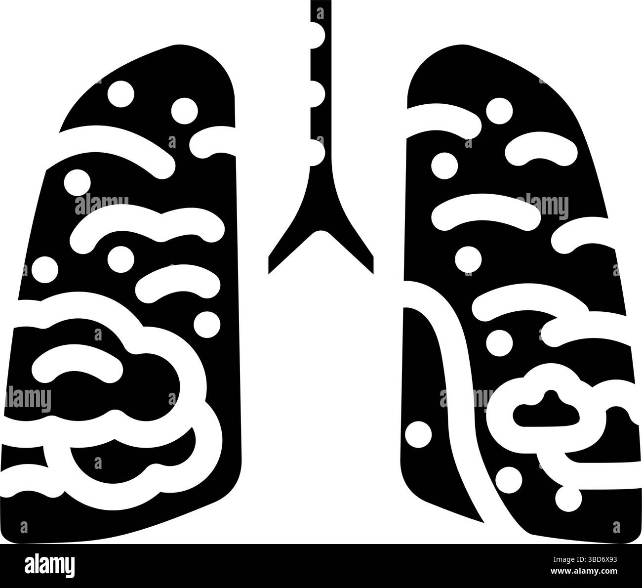 lungs filled smoke soot air pollution glyph icon vector illustration ...