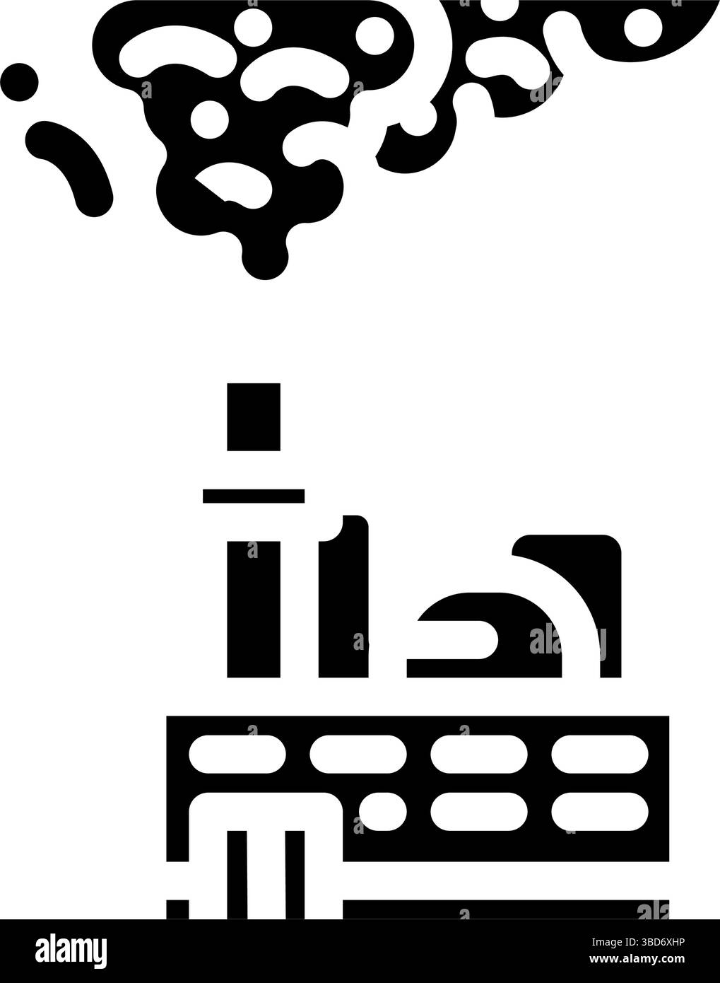 factory chimneys releasing smoke chemical pollution glyph icon vector ...