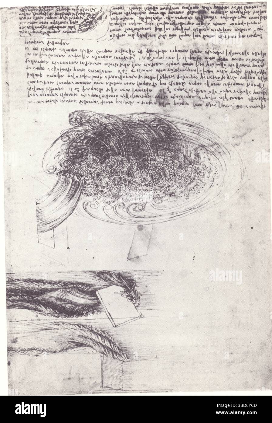 Sketches of moving water.1507-1509.LEONARDO DA VINCI Stock Photo - Alamy