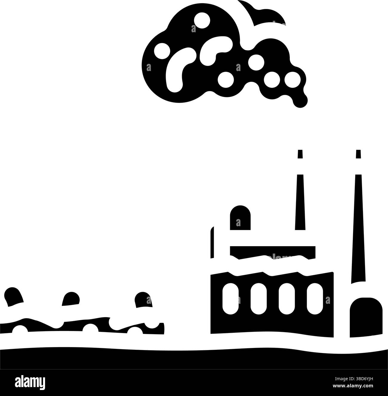 crops growing near plant chemical pollution glyph icon vector ...