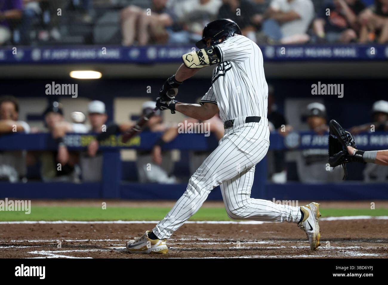 HOOVER, AL - MAY 22: Vanderbilt infielder Jacob Humphrey (10) hits the ...
