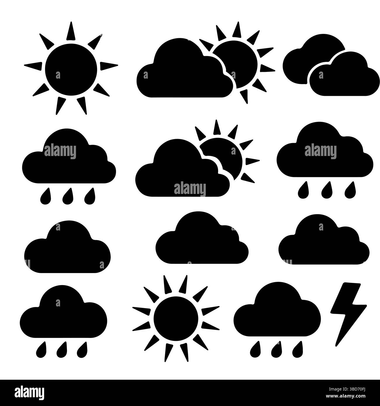 A Comprehensive Collection of Weather Icons Designed for Various ...