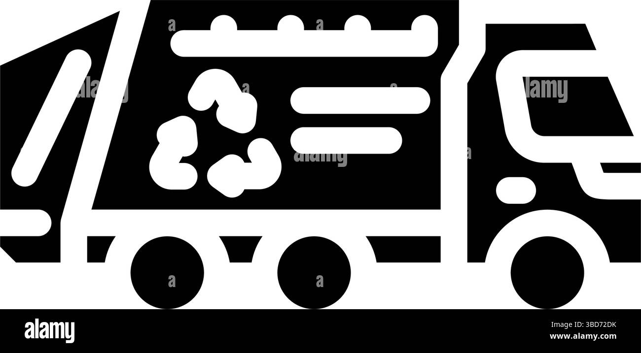 disposal truck e waste pollution glyph icon vector illustration Stock ...