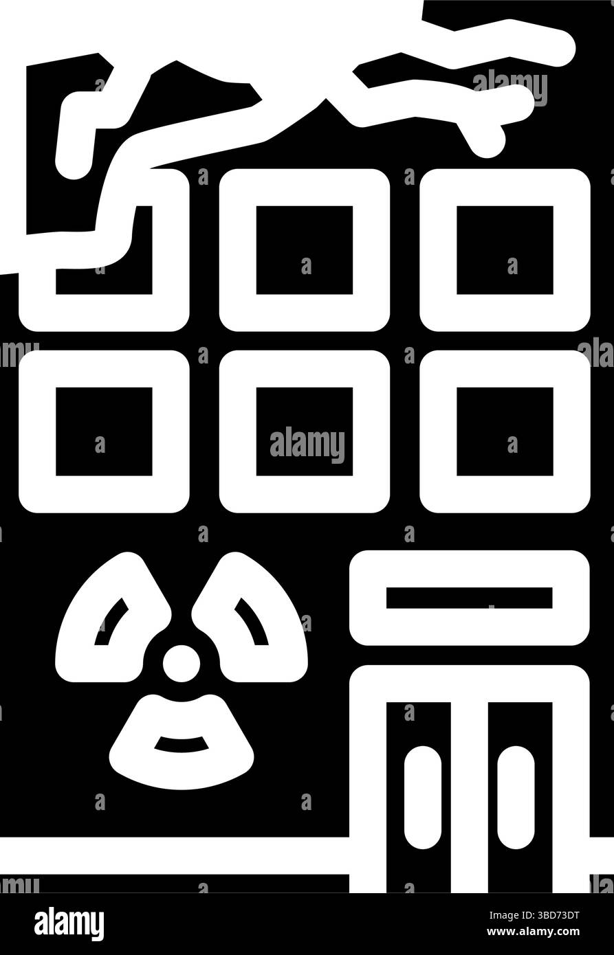 radiation warning on abandoned building radioactive pollution glyph ...