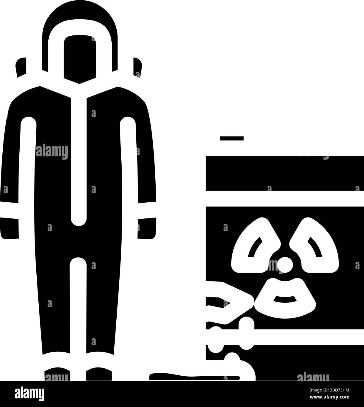 person hazmat suit near spill radioactive pollution glyph icon vector ...