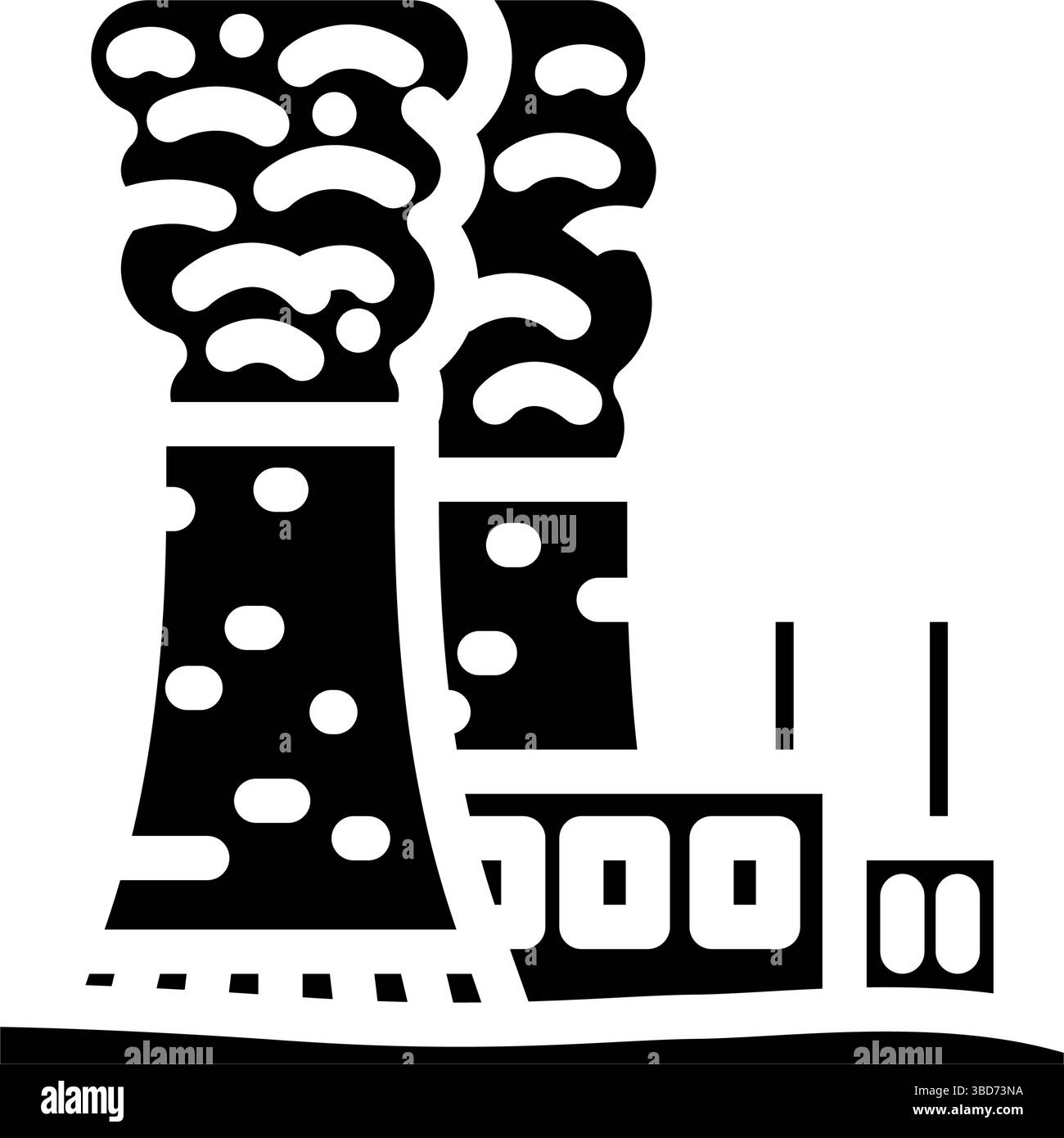 nuclear power plant smoke radioactive pollution glyph icon vector illustration Stock Vector ...
