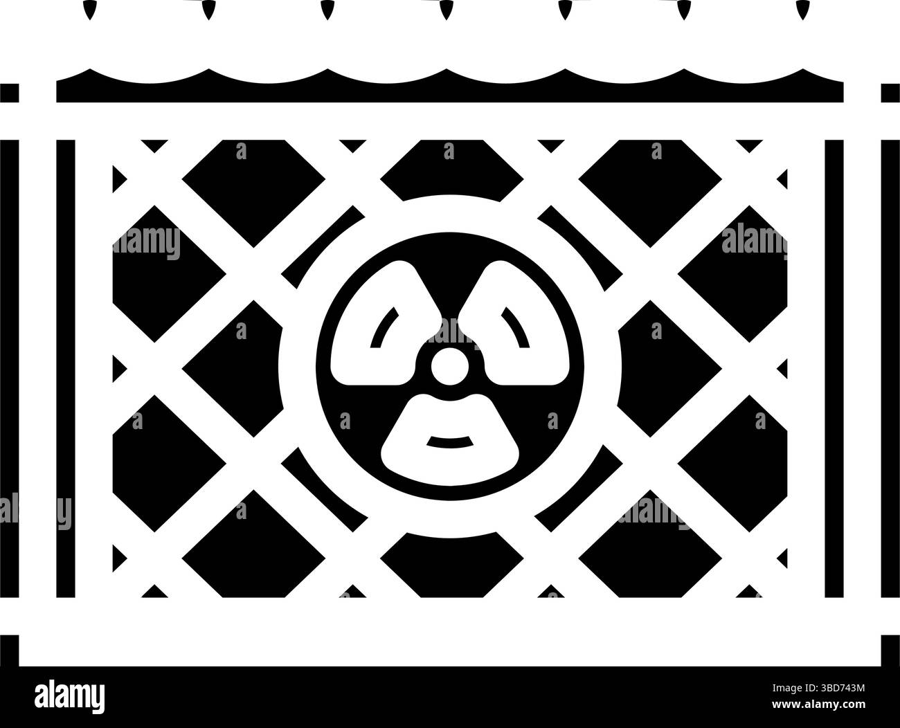 radiation on fence radioactive pollution glyph icon vector illustration ...