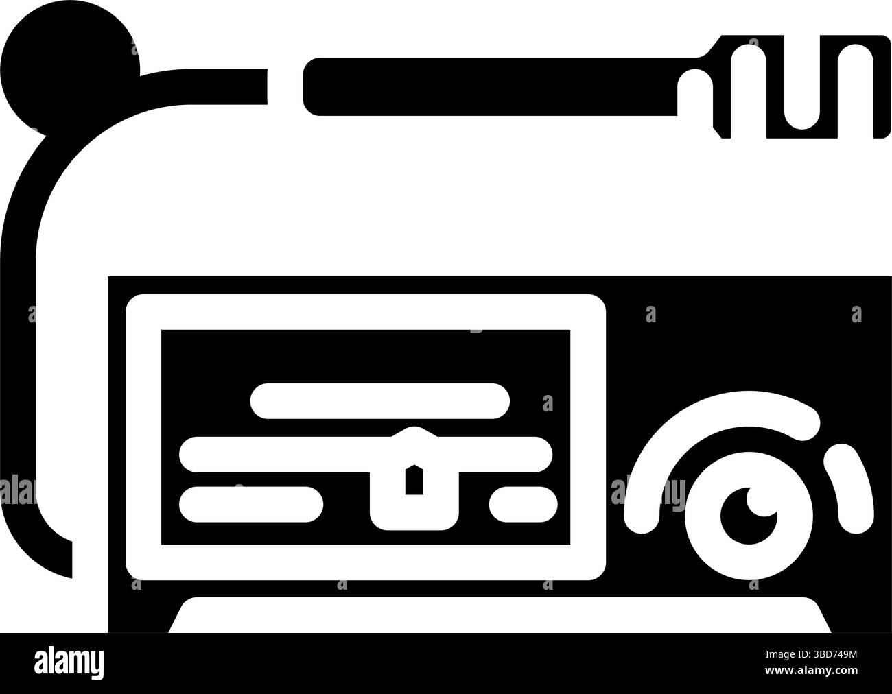 geiger counter measuring radiation levels glyph icon vector ...
