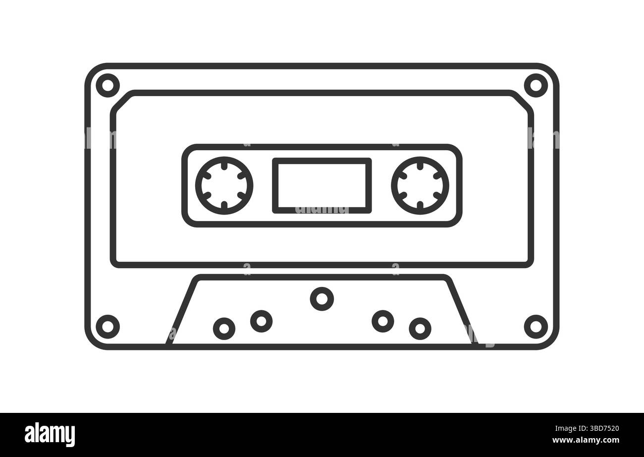 Editable stroke line Cassette Tape Retro Vintage Mixtape icon symbol ...