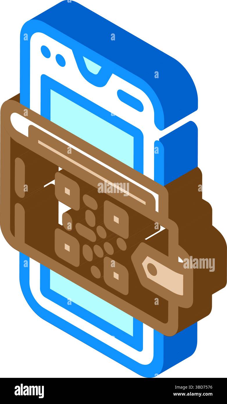 smartphone wallet qr code fintech isometric icon vector illustration ...