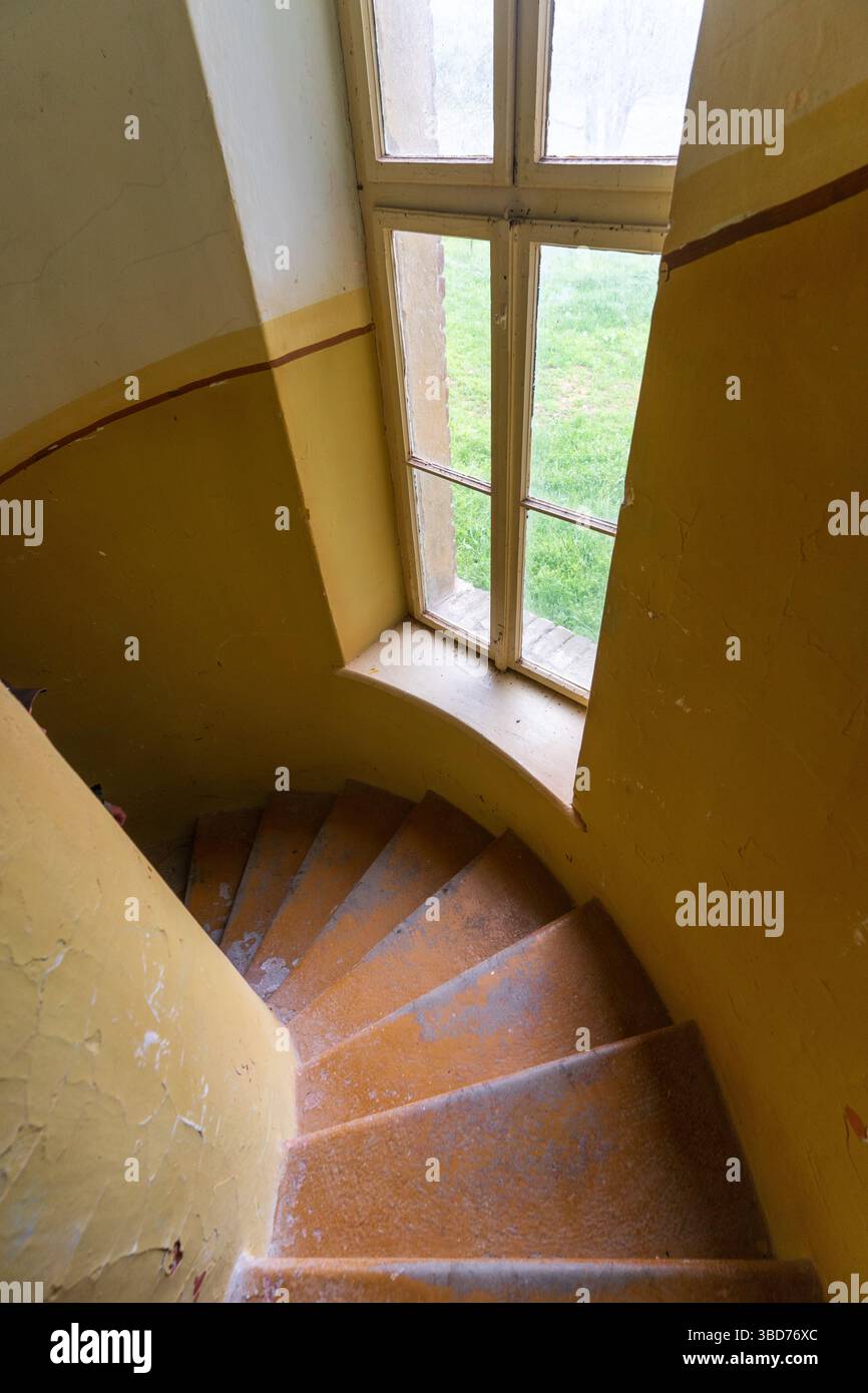 Spiral Steps and Rectangular Window Frame – Old House Interior Stock ...