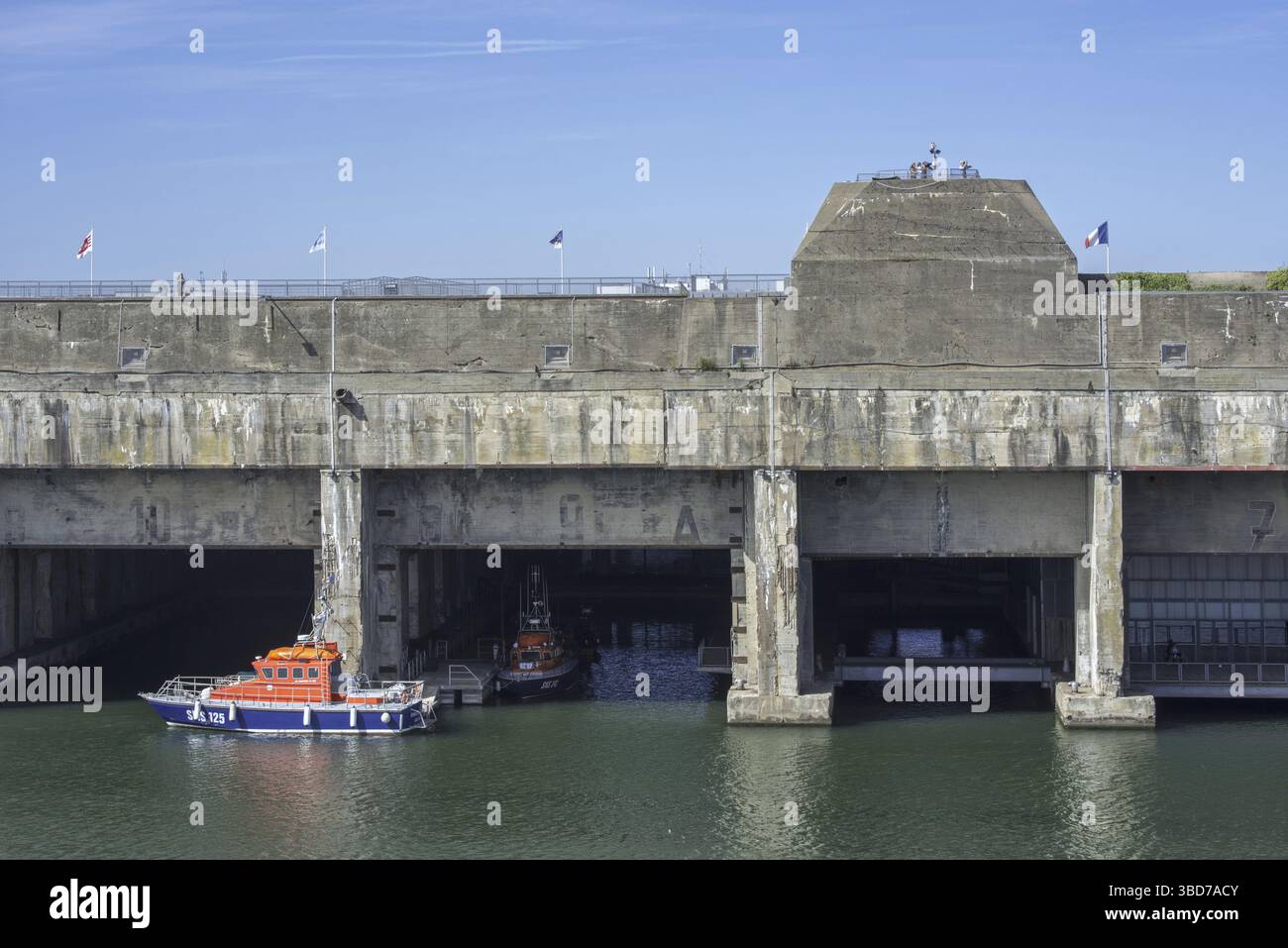 SNSM coast guard boats at the German WW2 Kriegsmarine submarine base in ...
