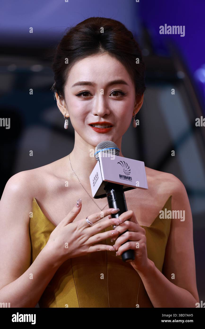 Chinese actress and model He Hongshan attends an activity in Macao ...