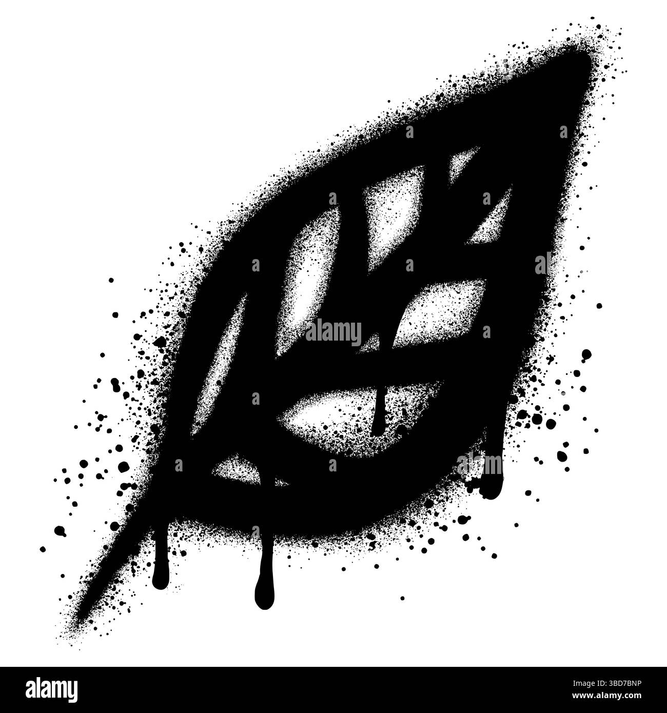 Leaves in urban graffiti style with black spray paint. vector ...