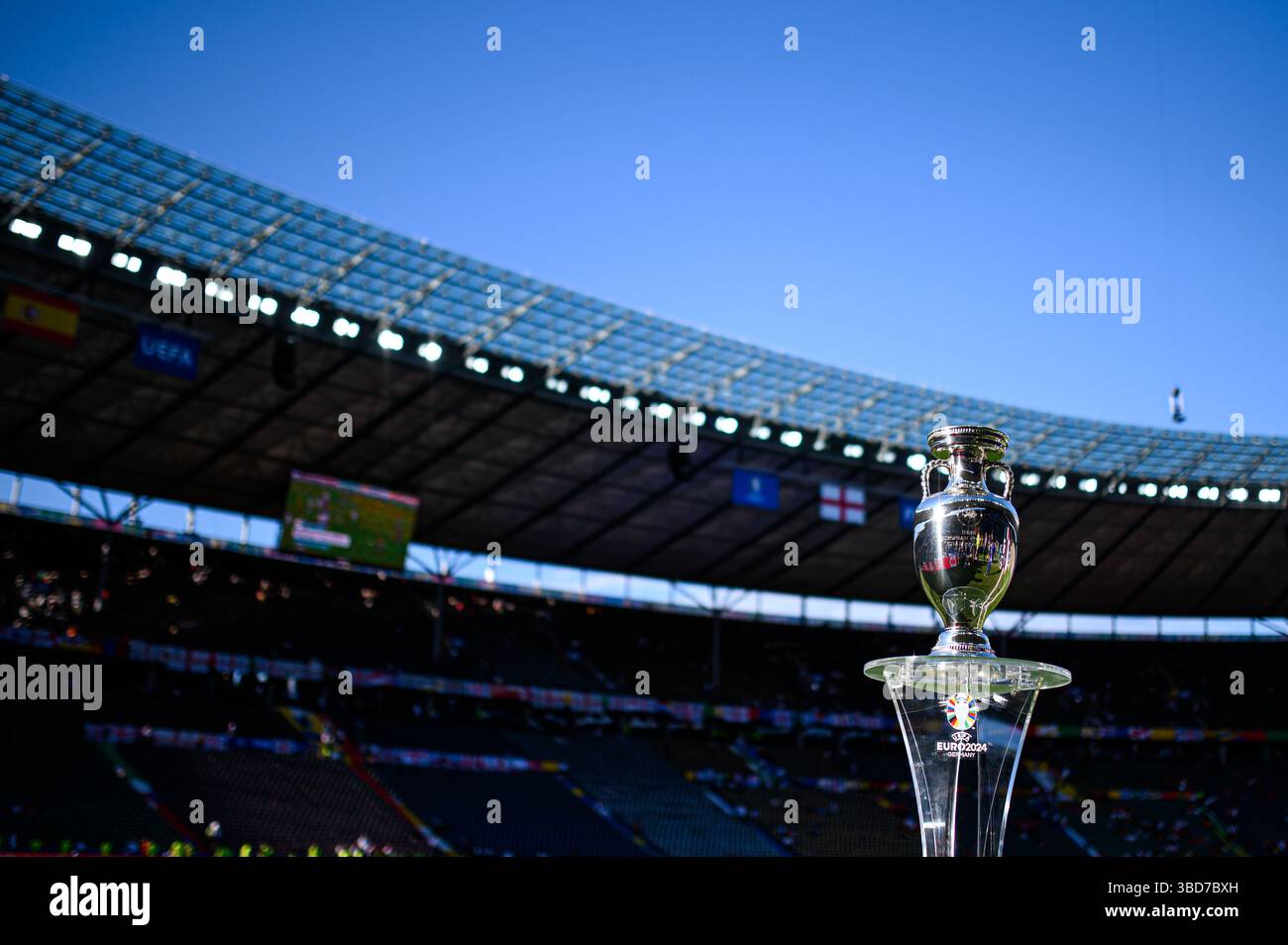 BERLIN, GERMANY - 14 JULY, 2024: Henri Delaunay Trophy displayed at ...