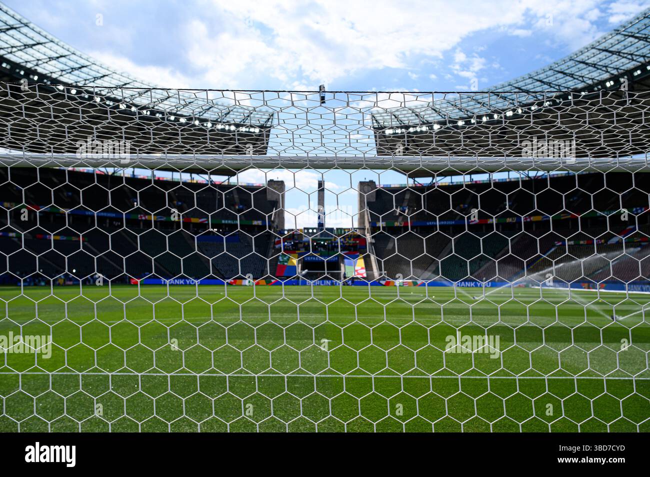 BERLIN, GERMANY - 14 JULY, 2024: View from behind the goal at ...