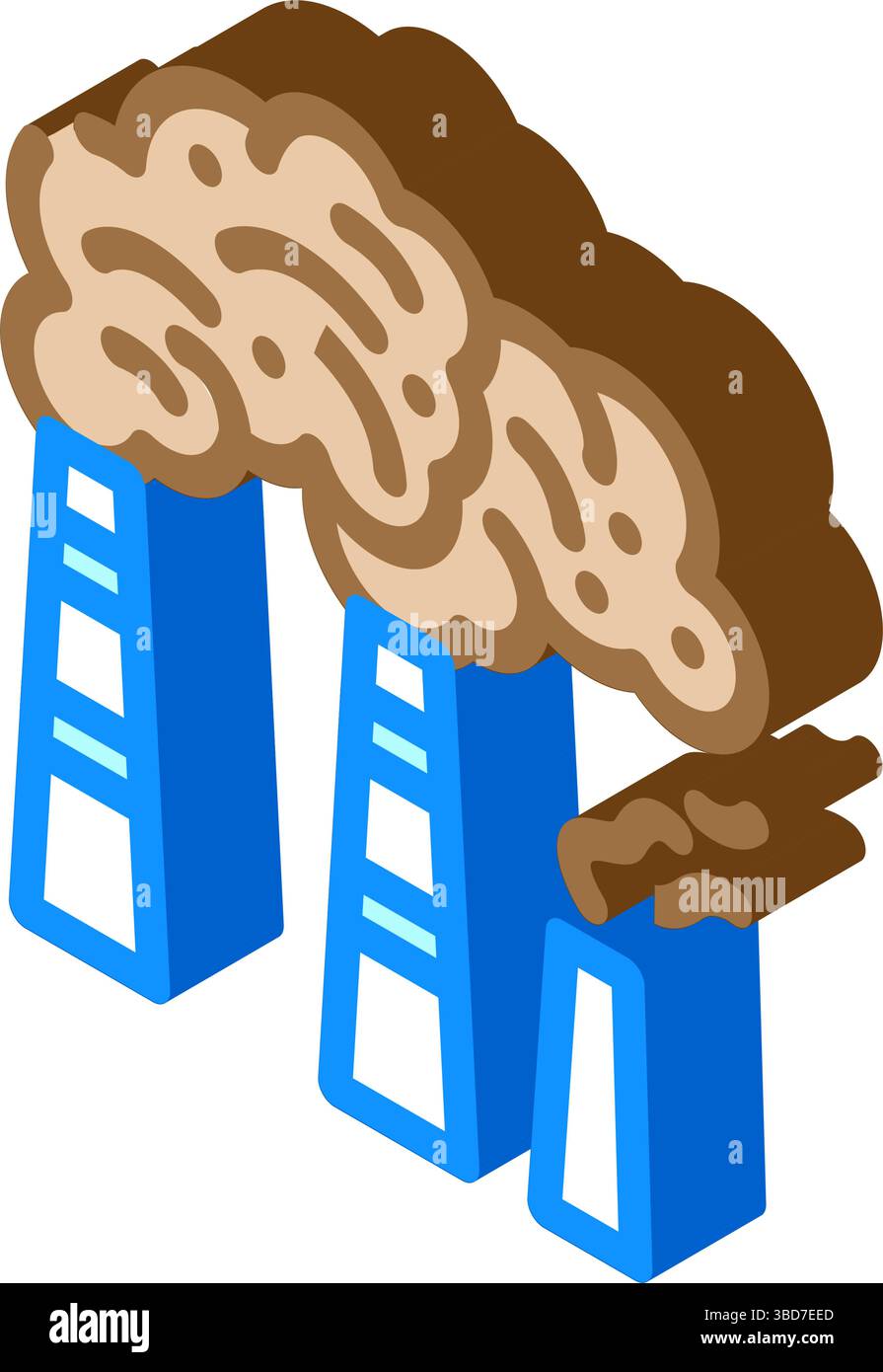 factory chimneys emitting thick smoke air pollution isometric icon ...