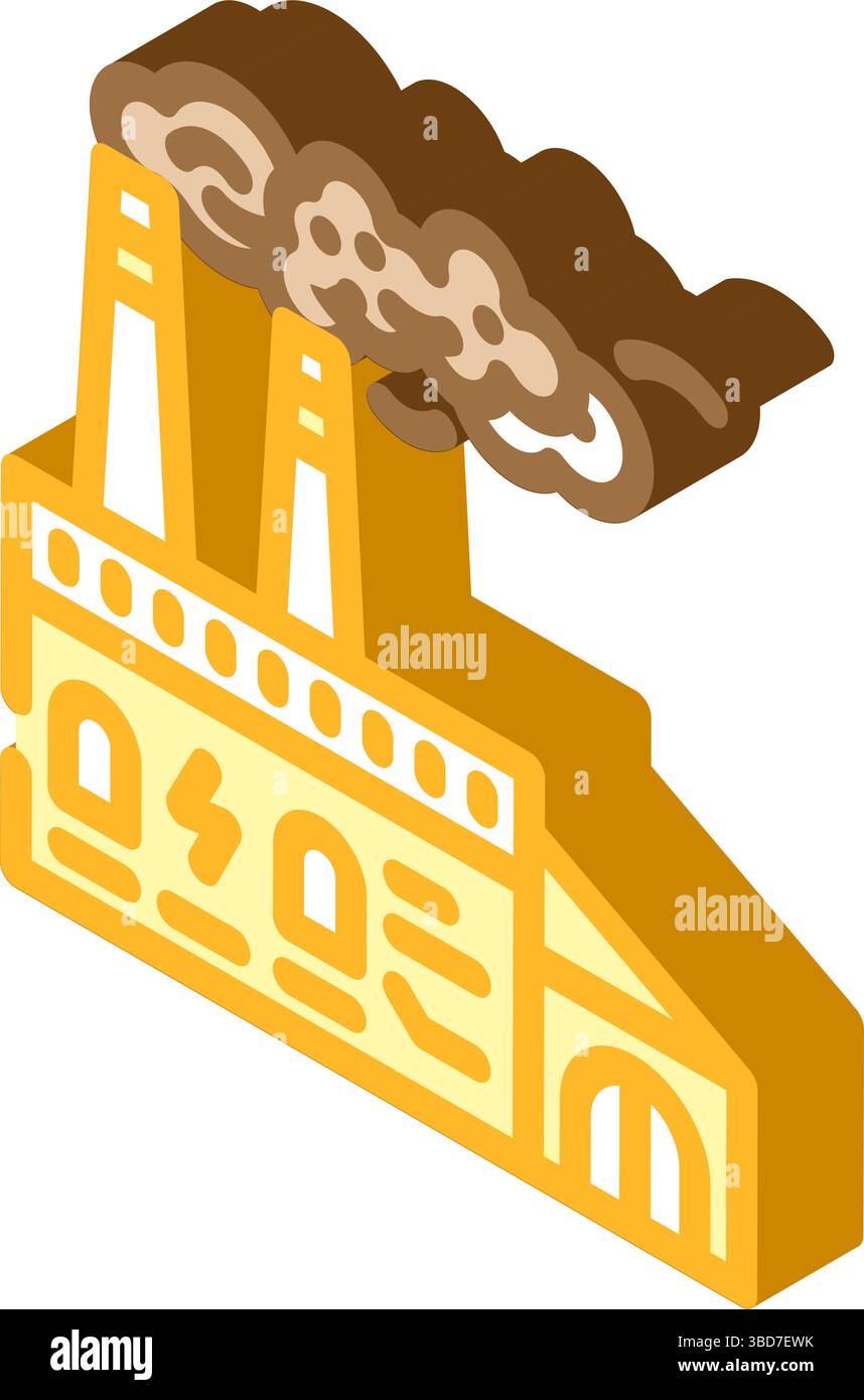 power plant releasing co2 air pollution isometric icon vector ...