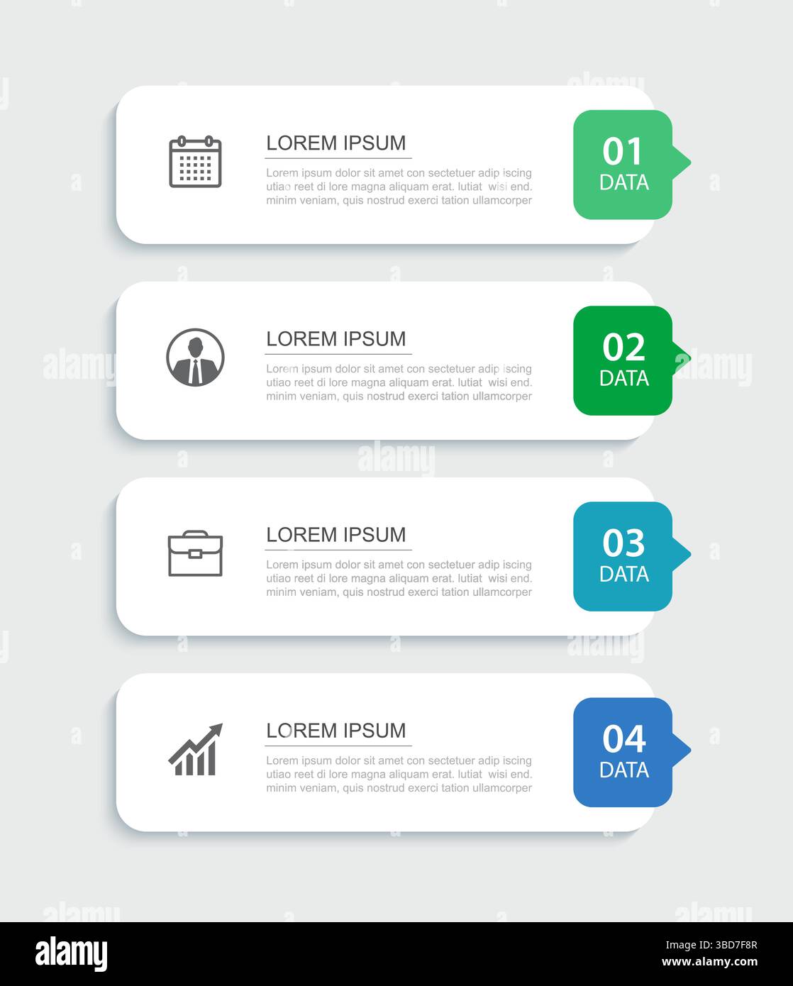4 data infographics rectangle tab index template. Illustration business ...