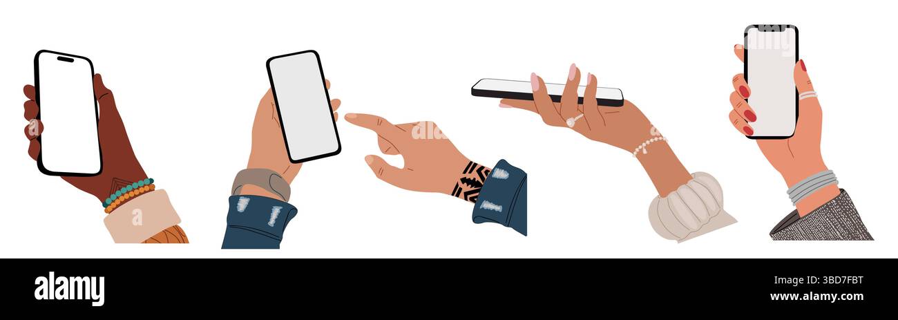 Female hand holding phone case Stock Vector Images - Alamy