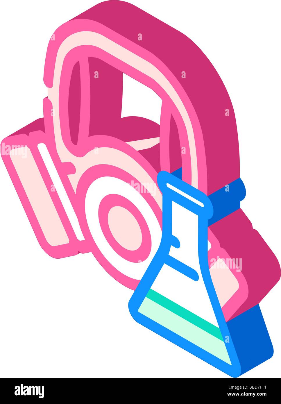 gas mask flasks chemical pollution isometric icon vector illustration ...