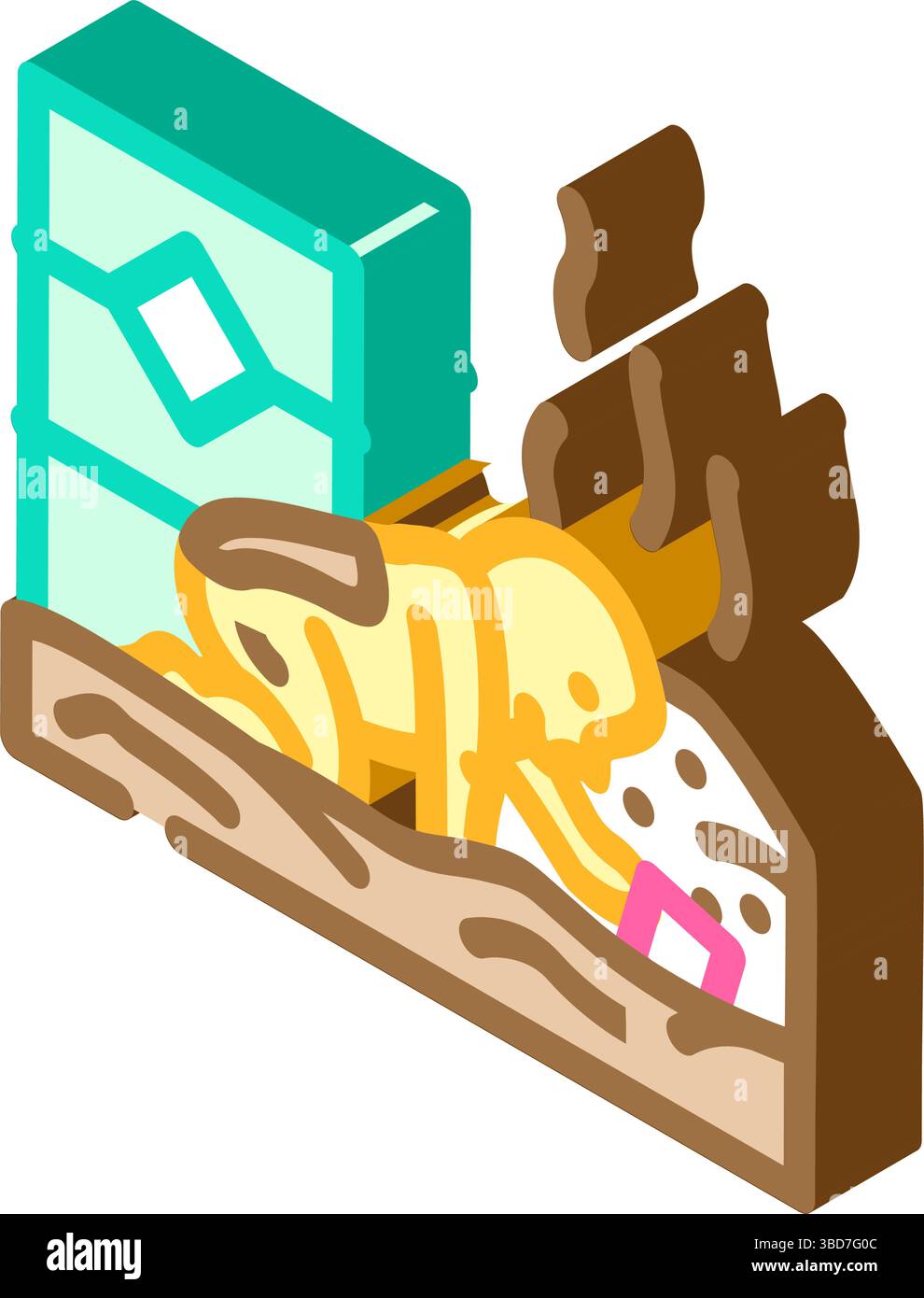 child playing near toxic waste dump chemical pollution isometric icon ...