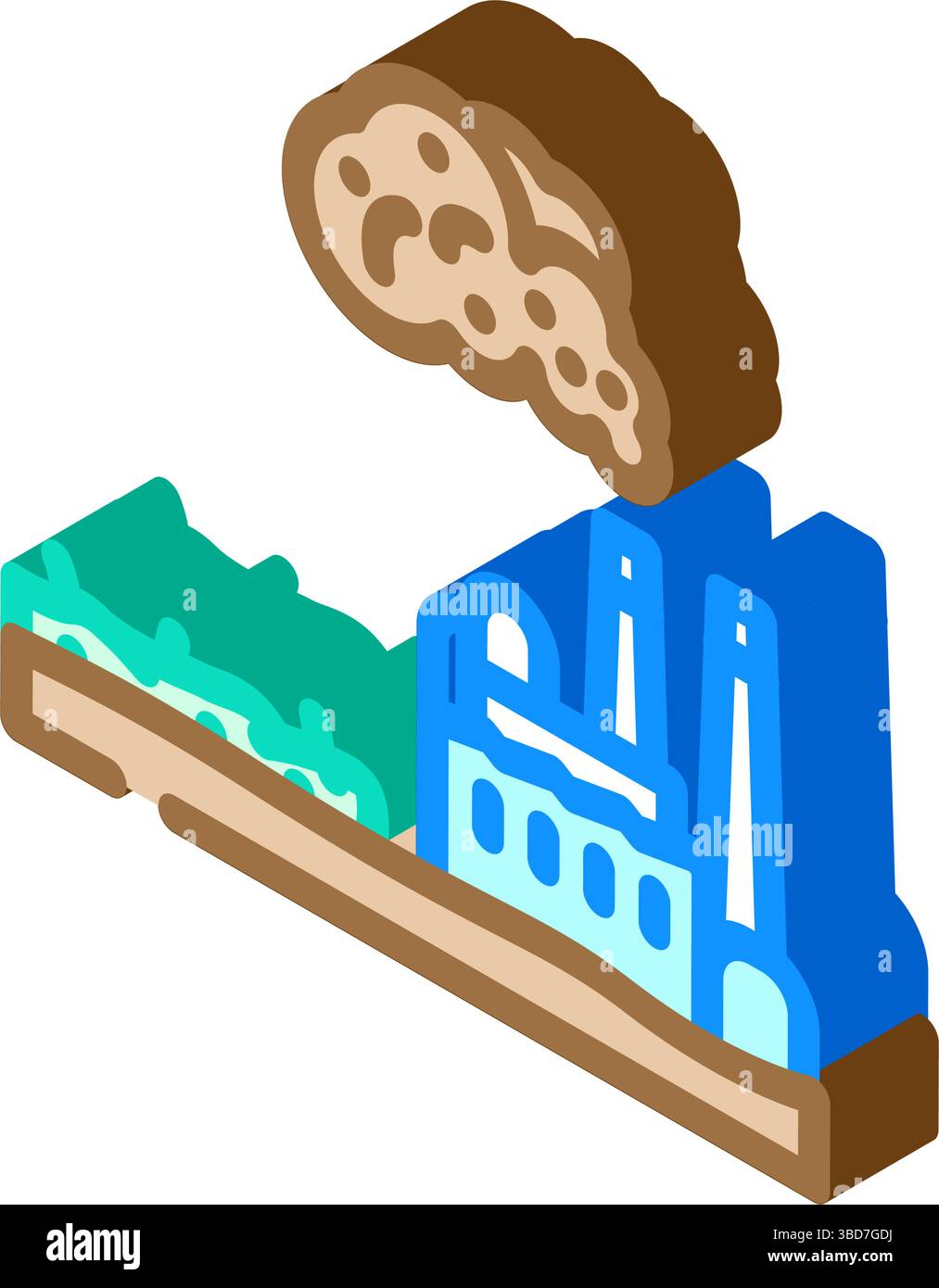 crops growing near plant chemical pollution isometric icon vector ...