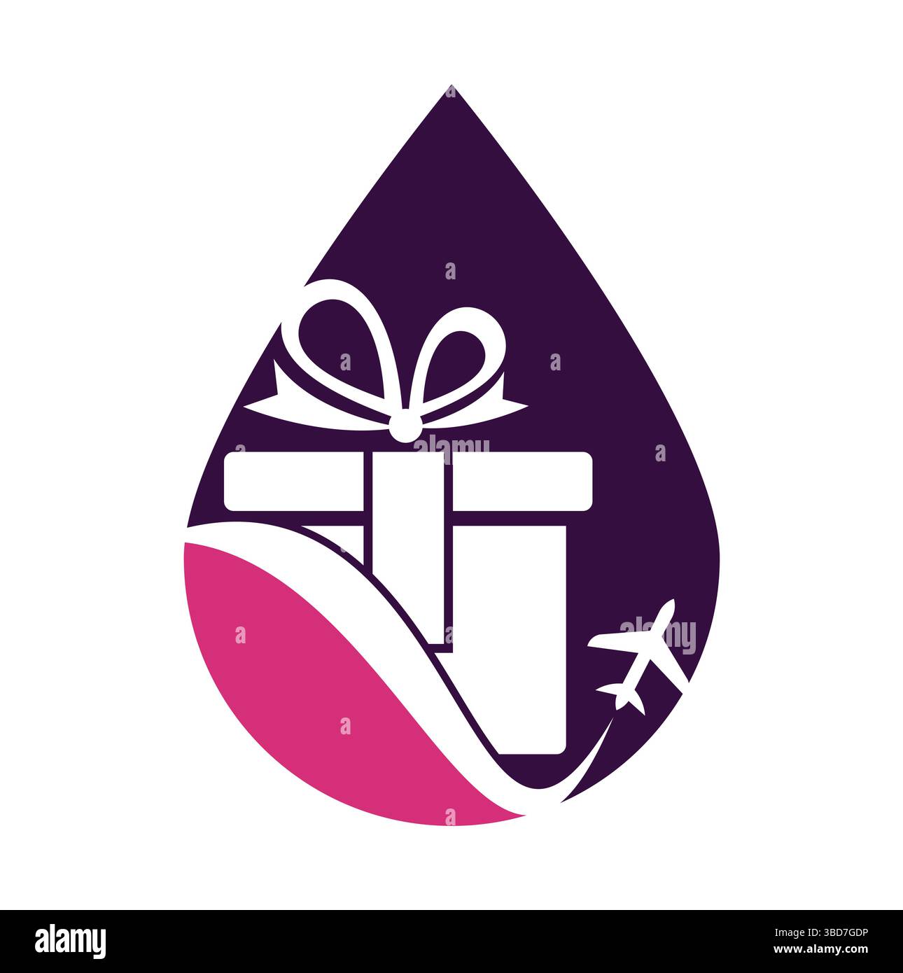 Travel gift drop shape vector logo design. Vector of gift and plane ...