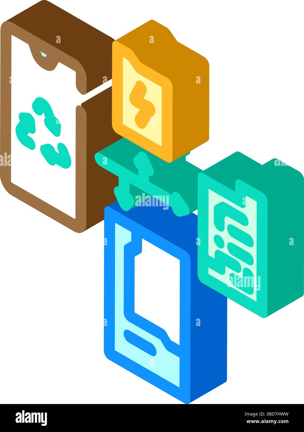 recycling process e waste pollution isometric icon vector illustration ...