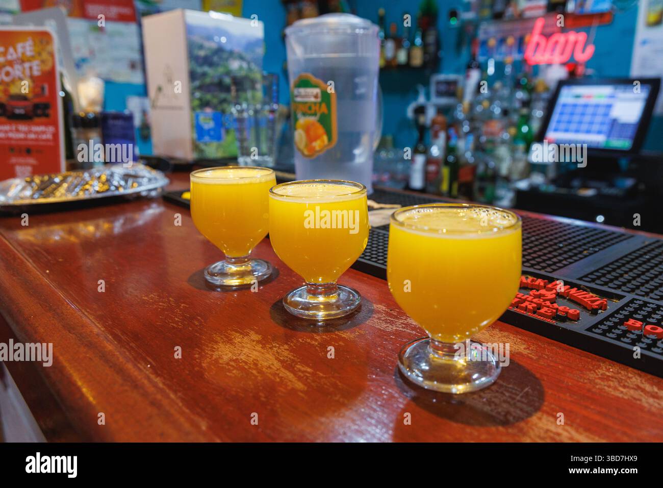 Madeira, Portugal - June 10, 2024: Traditional poncha drinks in a Bar ...