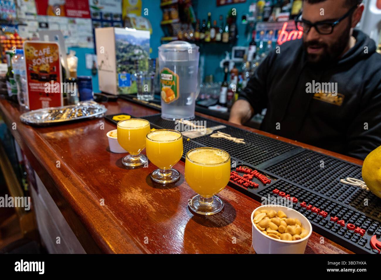 Madeira, Portugal - June 10, 2024: Traditional poncha drinks in a Bar ...