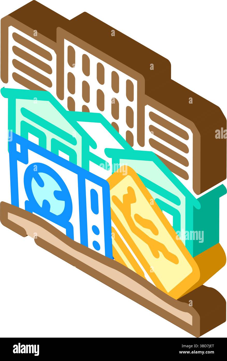 piles urban area e waste pollution isometric icon vector illustration ...