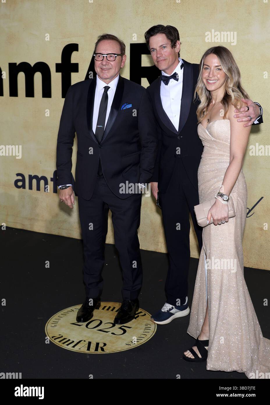 Cannes, France. 23rd May, 2025. Kevin Spacey, Lucinda Lowenstein, Jaron Lowenstein attend the ...