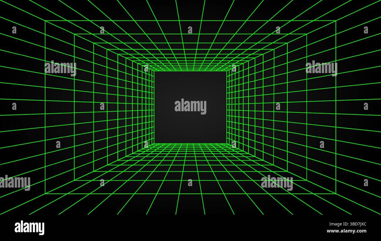 3d wireframe perspective grid room template design vector illustration ...