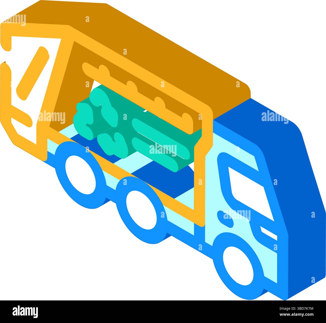 disposal truck e waste pollution isometric icon vector illustration ...