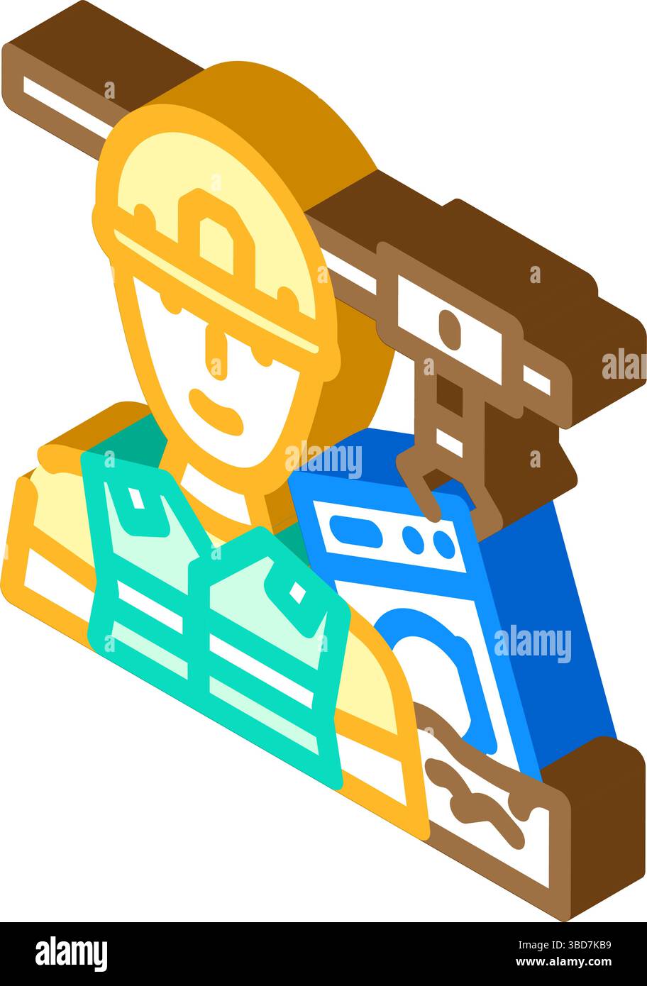 landfill workers handling e waste pollution isometric icon vector ...