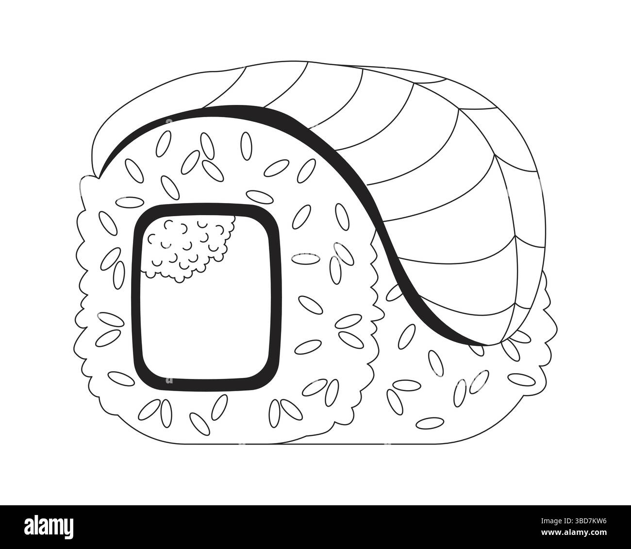 Sushi roll with salmon topping 2D line object Stock Vector Image & Art ...