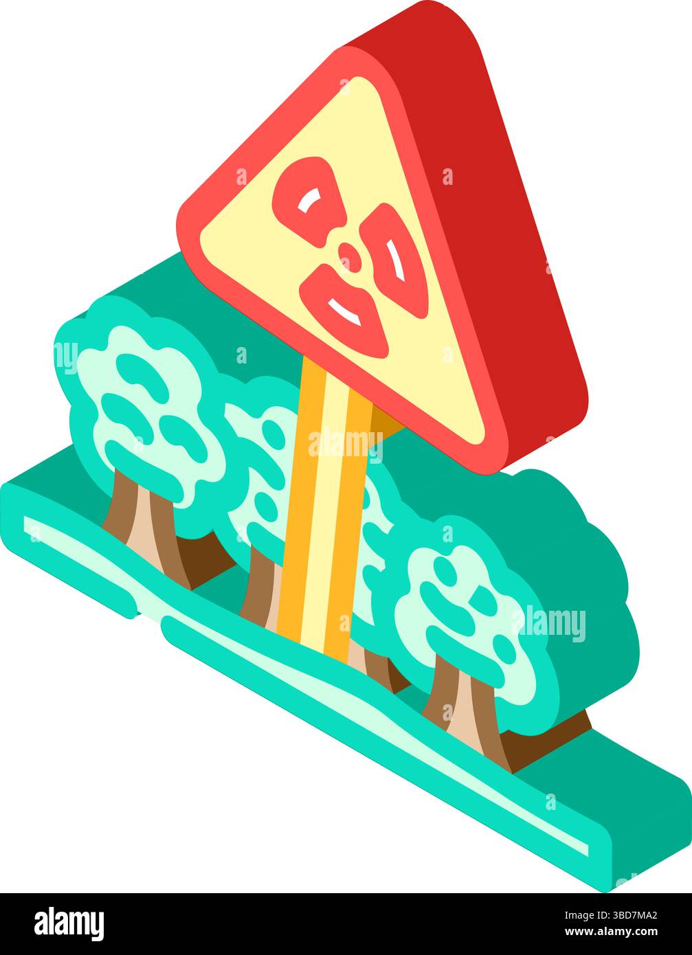 warning zone radioactive pollution isometric icon vector illustration ...