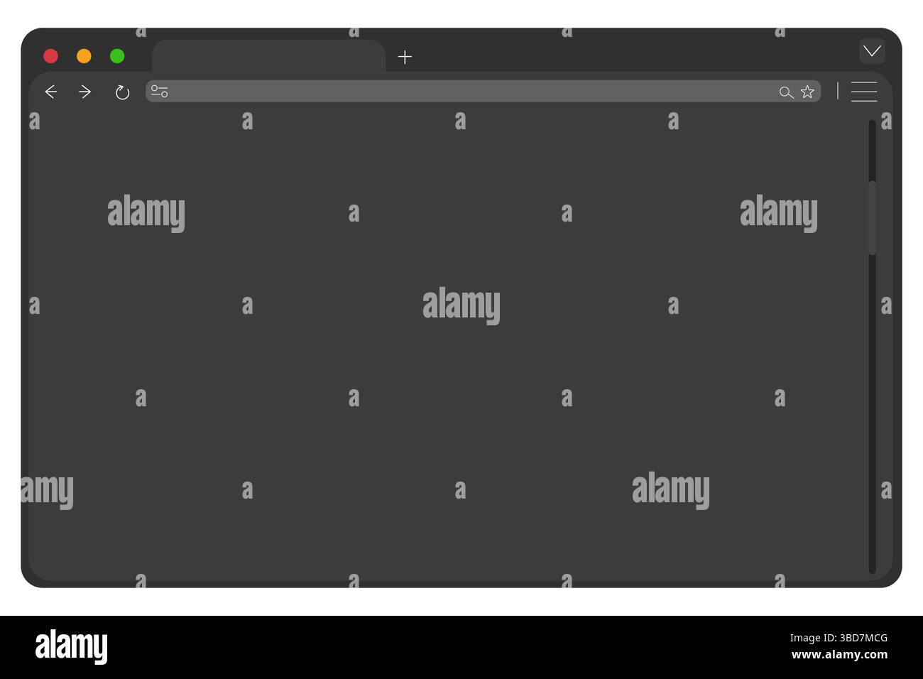 Web browser mockup window in dark mode modern flat simple line. web interface blank. Frame ...