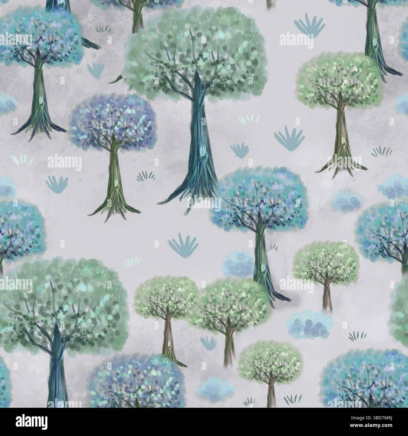 Tree seamless pattern art Stock Photo - Alamy