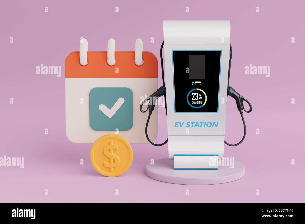 Electric Vehicle Charging Schedule Concept. EV Charger With Calendar ...