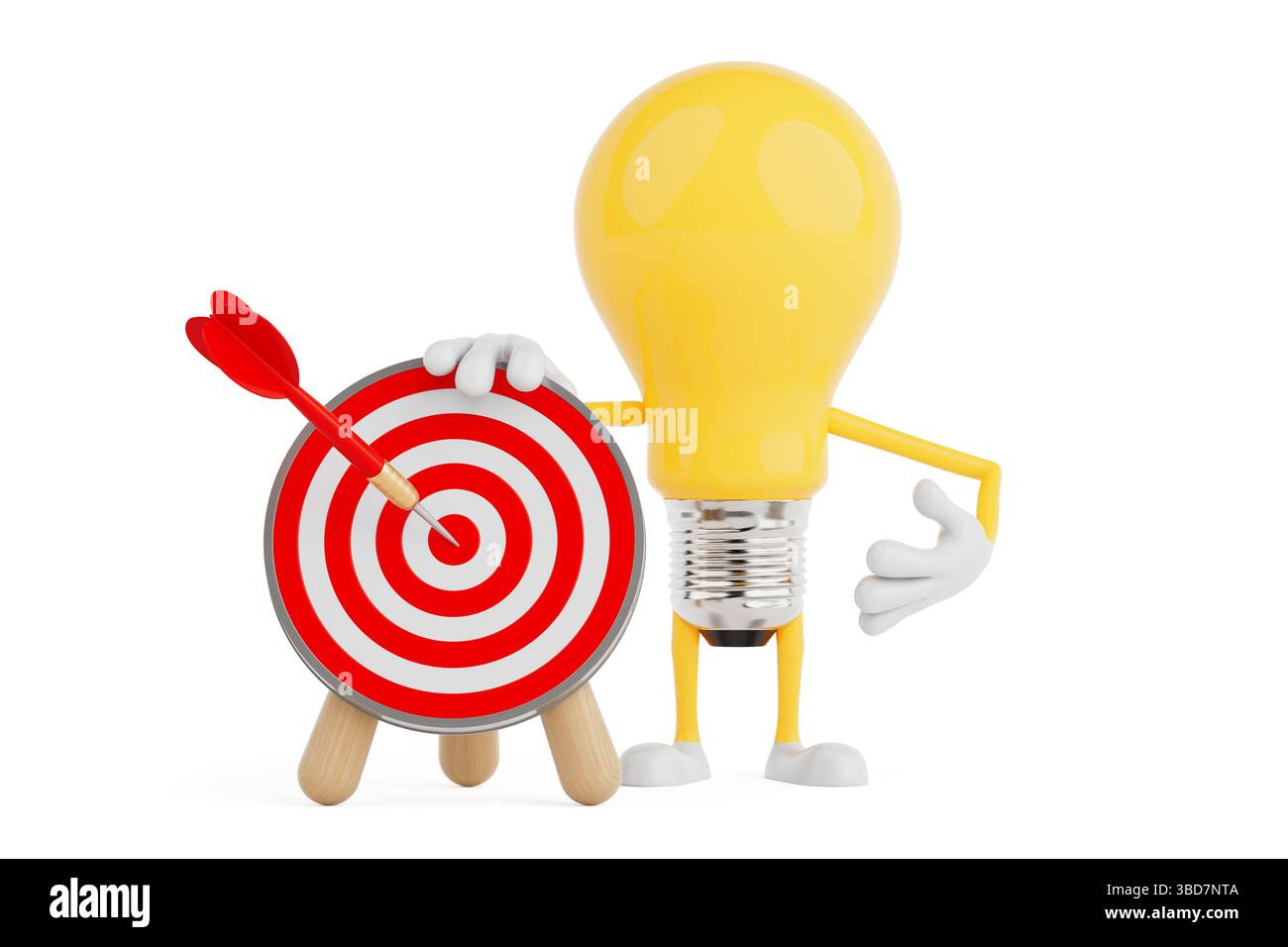 Success And Goal Achievement Concept. Yellow Light Bulb Character ...