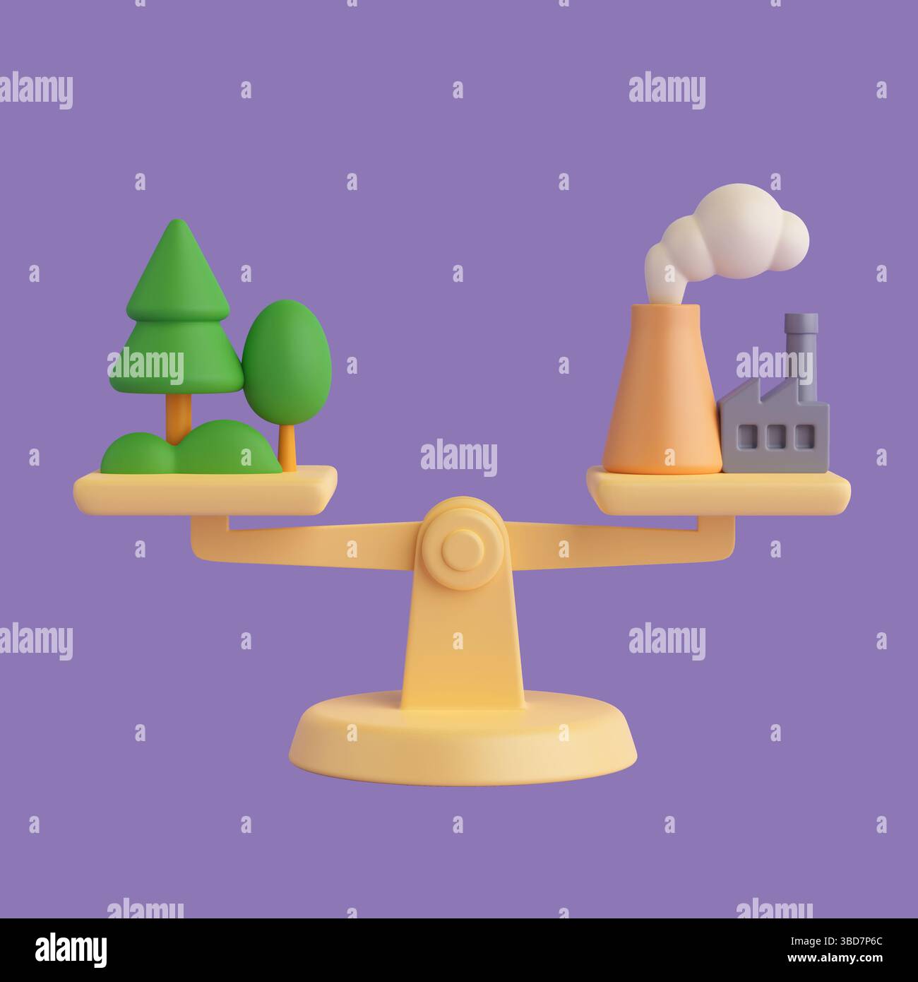 Environmental Balance Concept. Cartoon Scale Weighing Nature And ...
