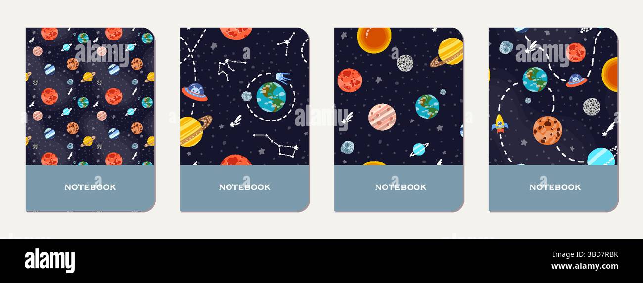 Exercise book cover with constellations and stars. Cute design for kids ...