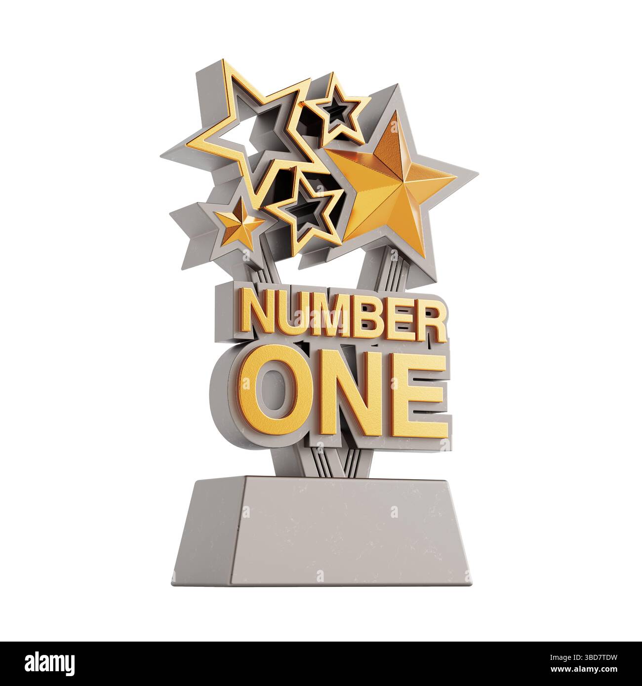 Success And Achievement Concept. Golden Trophy With Stars And Number ...