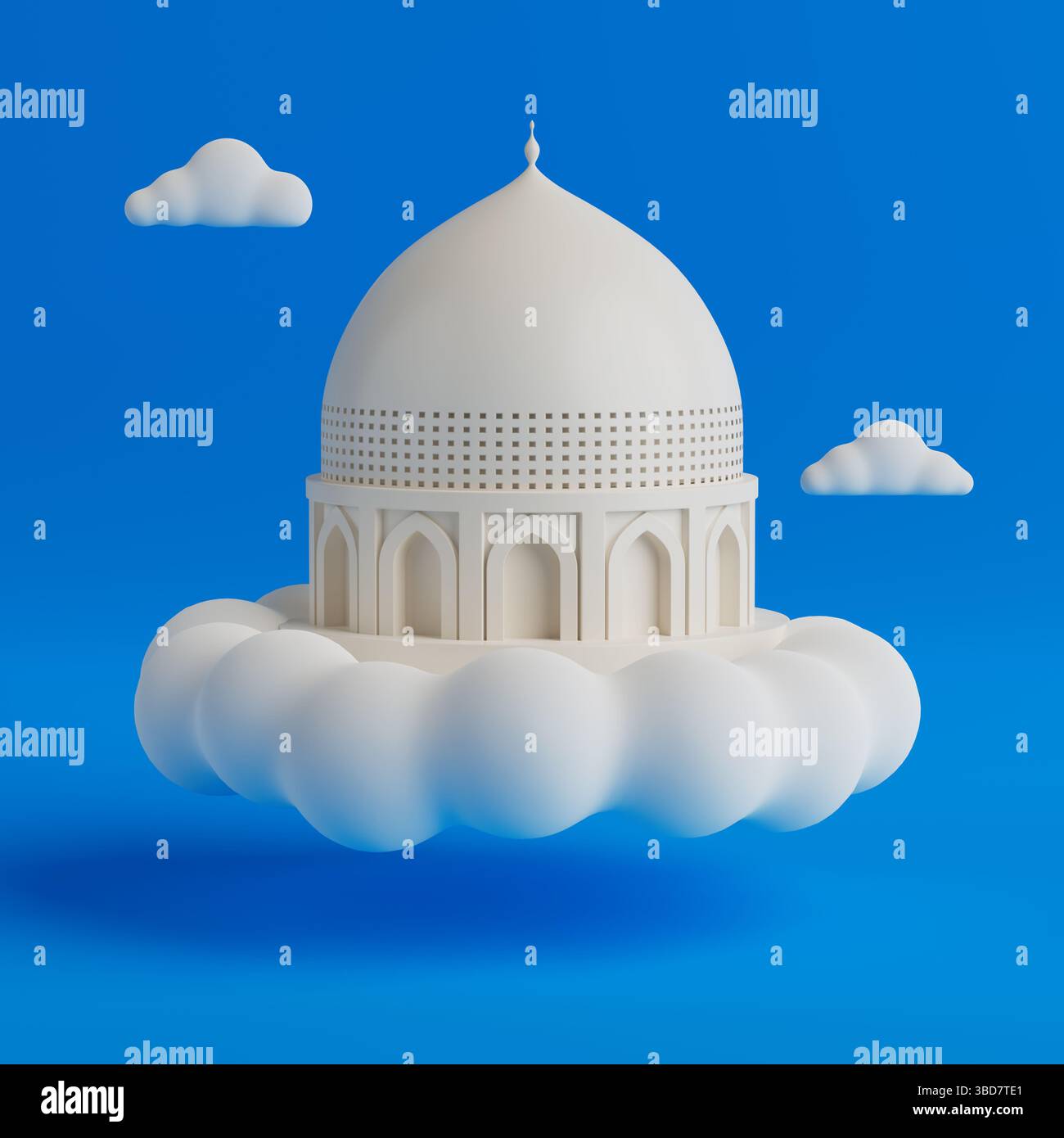 Imagination And Faith Concept. White Islamic Mosque Dome Floating On ...